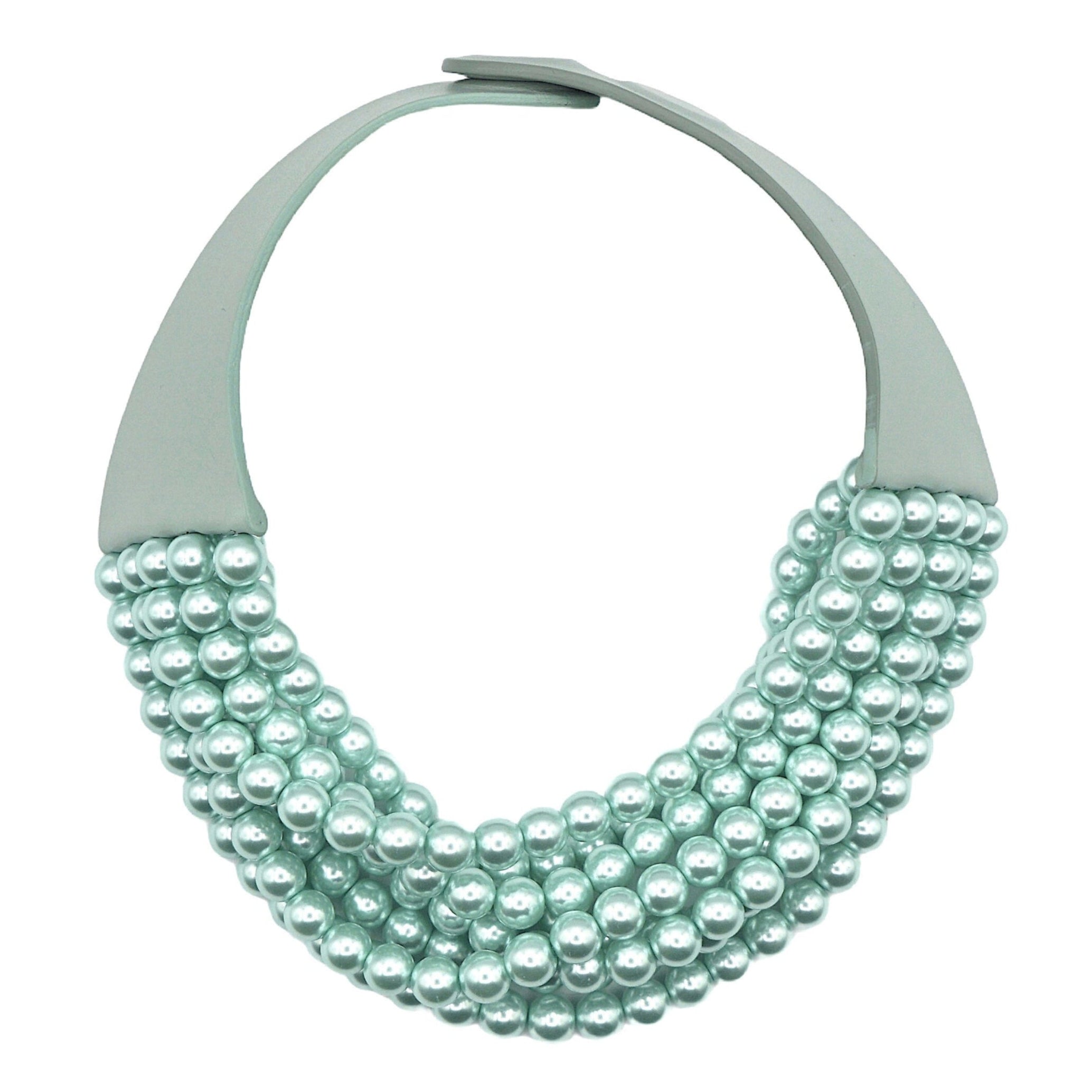Bella Glass Pearl Steel Aqua Necklace – Fairchild Baldwin